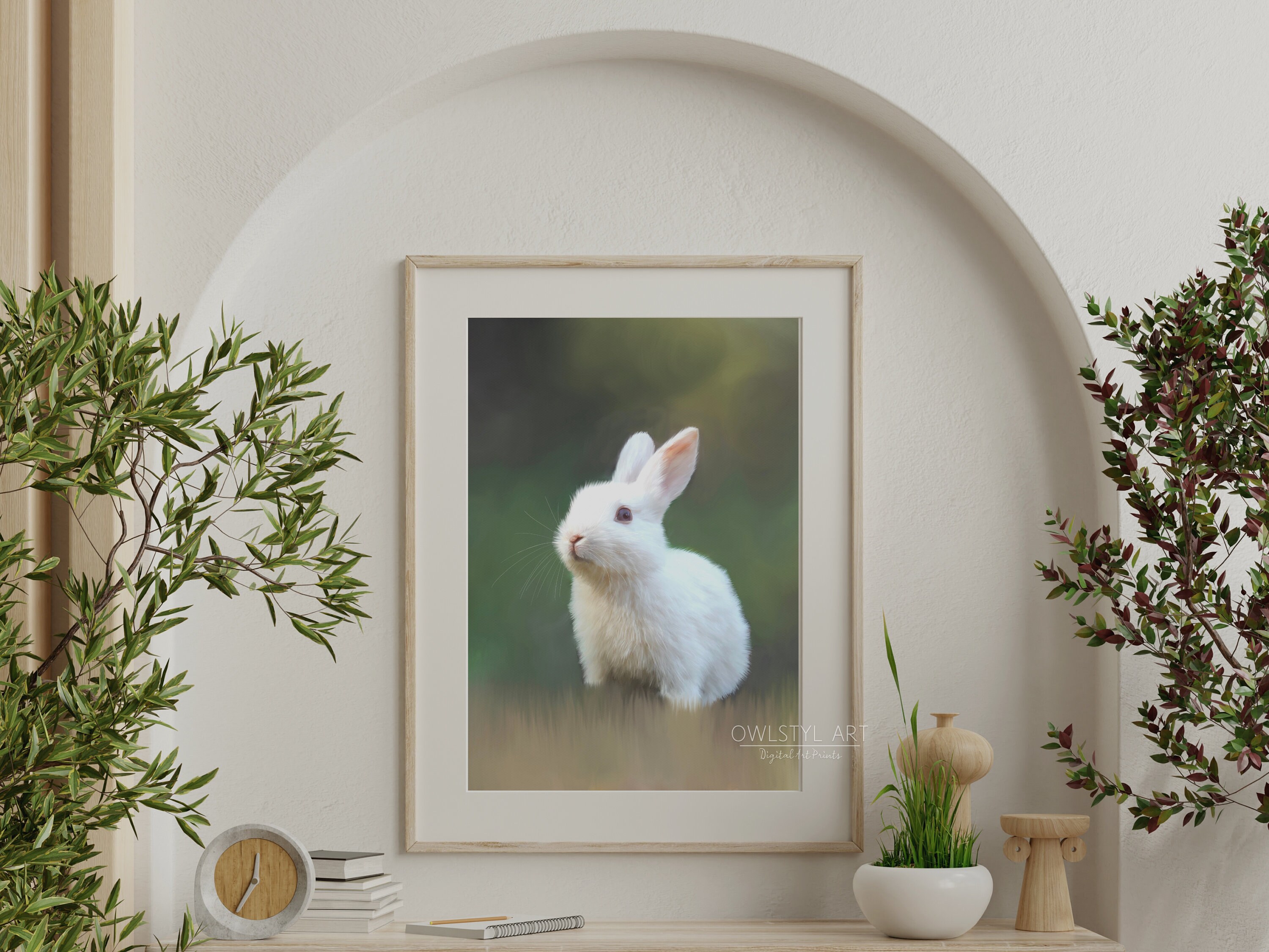 Bunny Art Print Printable Wall Art White Rabbit Nursery Art Decor - Etsy