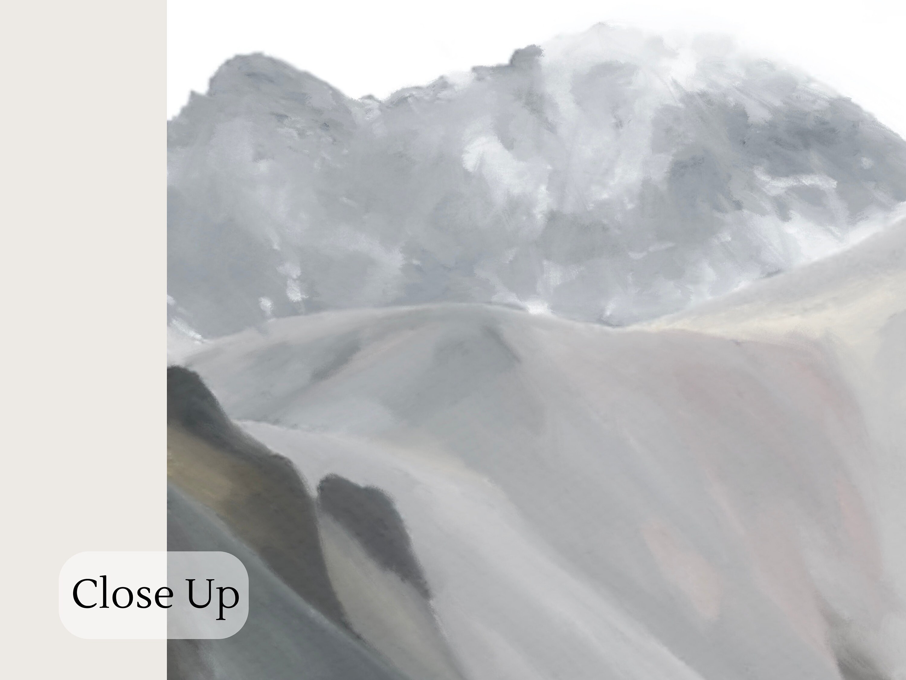 Gray Mountain and Field Painting Printable Wall Art - Etsy