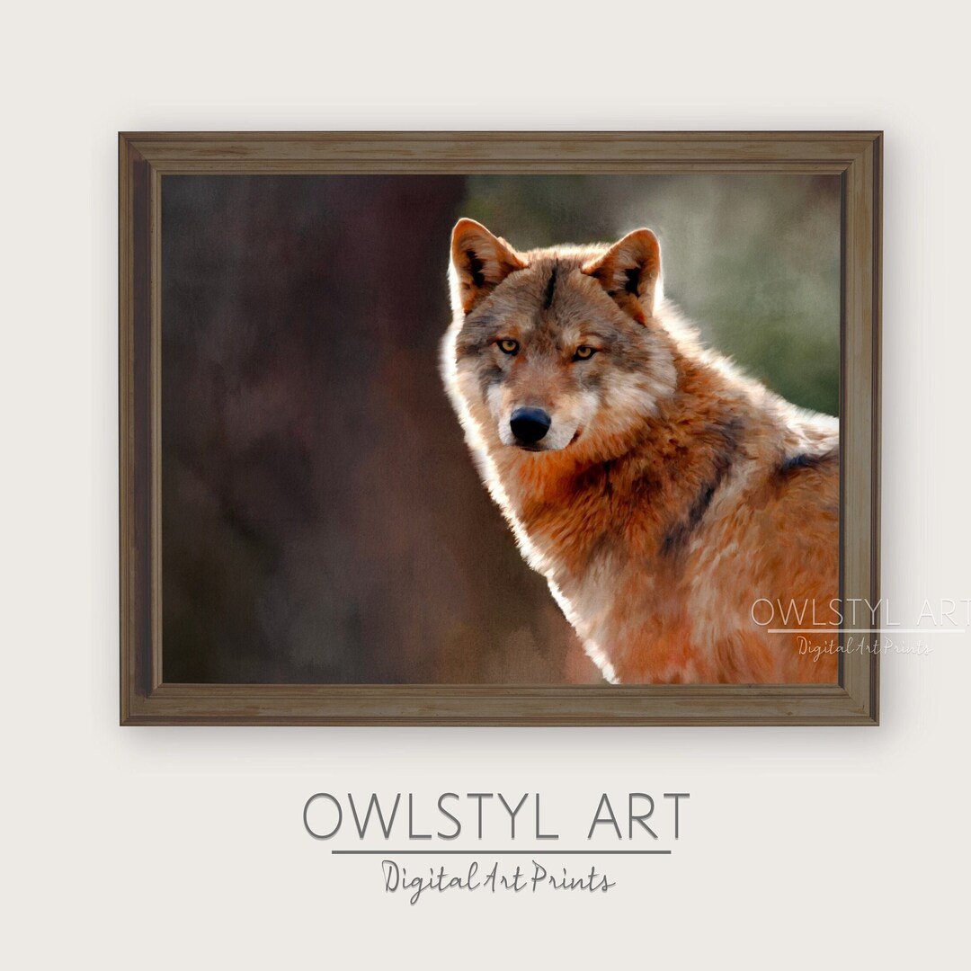 Wolf Painting Landscape Wall Art Animal Painting Fierce Animal ...