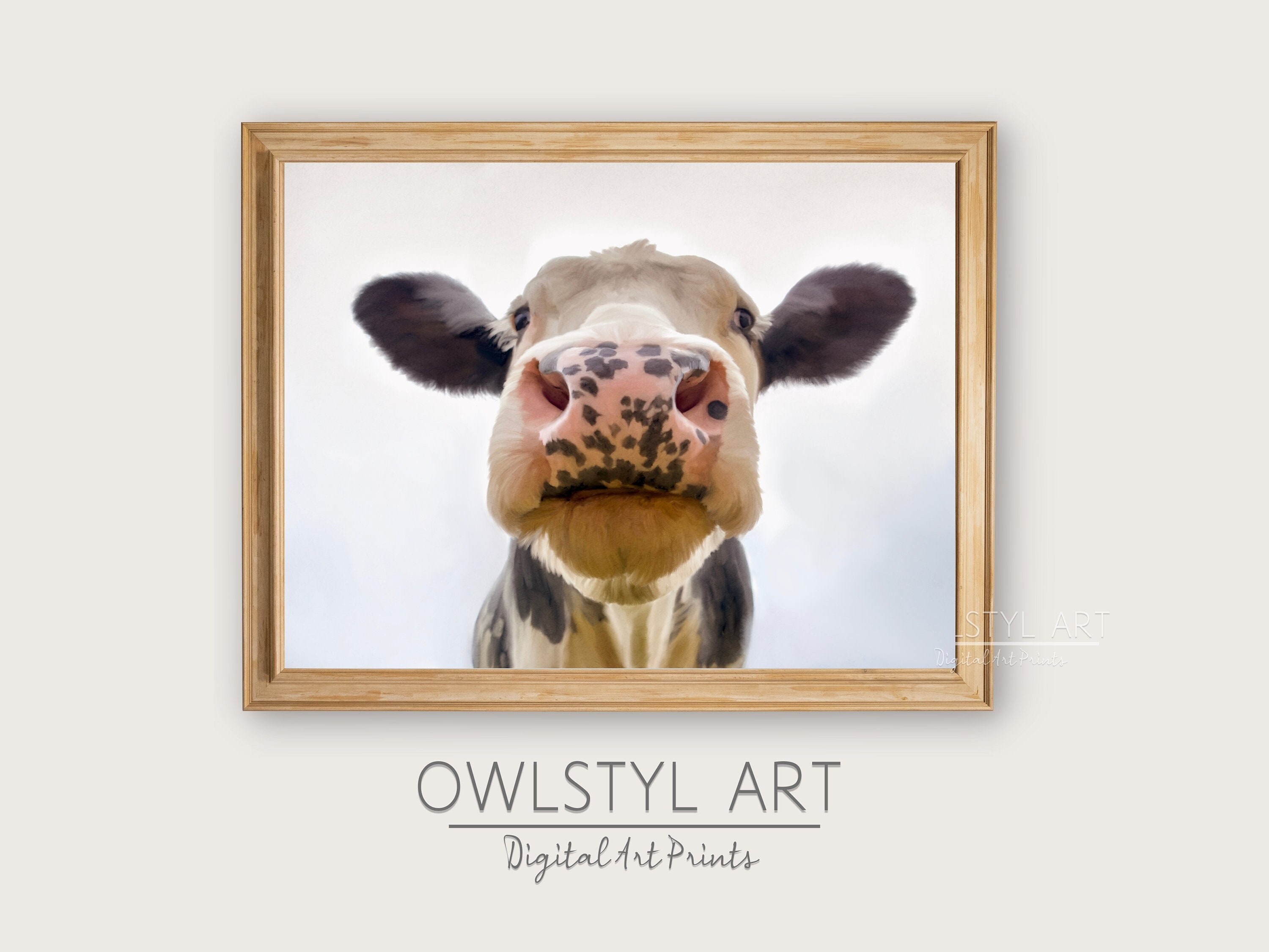 Cow Painting Digital Wall Art Cow Face Art Cow Art Nursery - Etsy