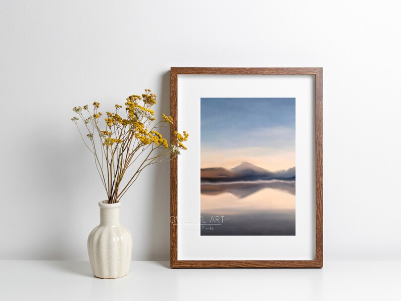 Abstract Painting Wall Art Neutral Blues Browns and Beige Tones ...