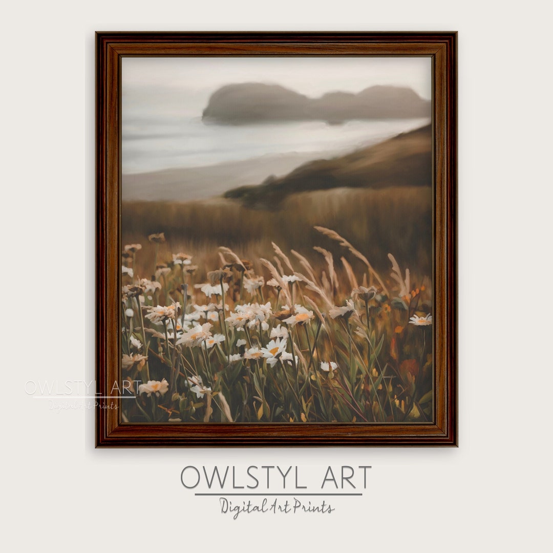 Boho Flower Field Painting: Earthy Coastal Wall Art (digital Download ...