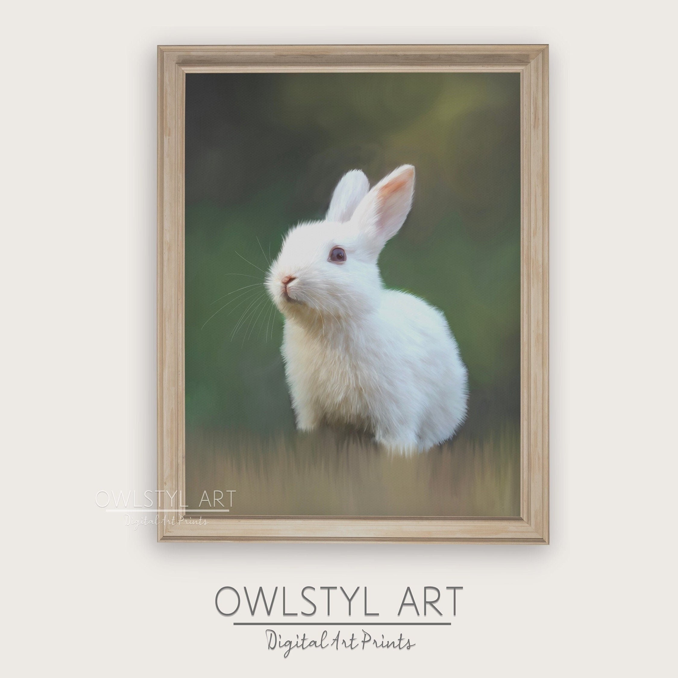 Bunny Art Print Printable Wall Art White Rabbit Nursery Art Decor - Etsy