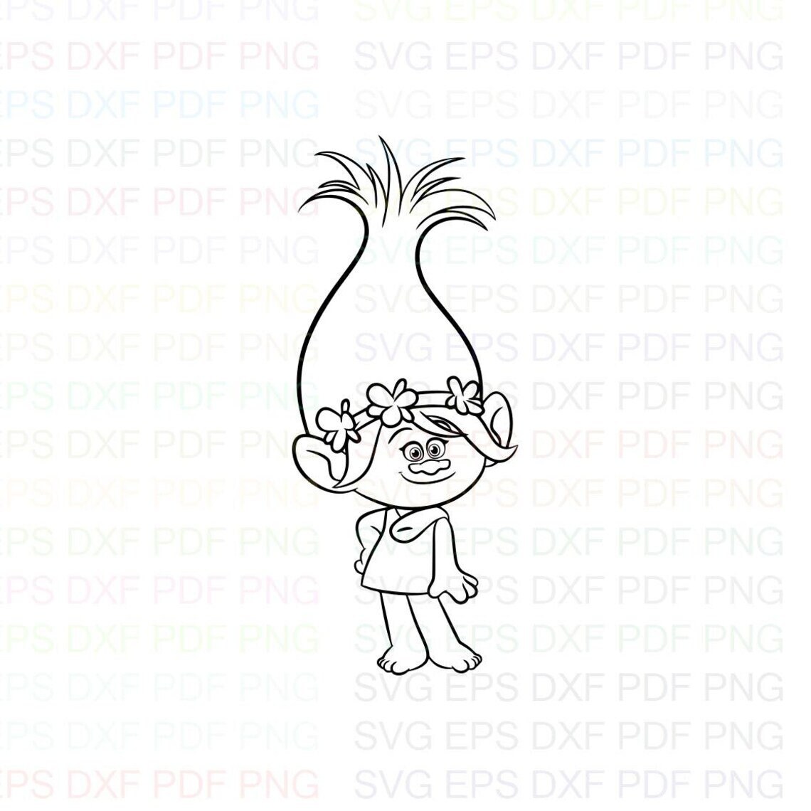 Poppy_trolls Outline Svg Dxf Eps Pdf Png Cricut Cutting - Etsy