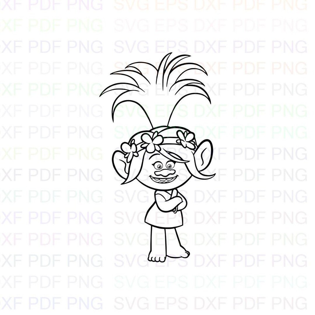 Poppy_stay_trolls Outline Svg Dxf Eps Pdf Png Cricut Cutting - Etsy