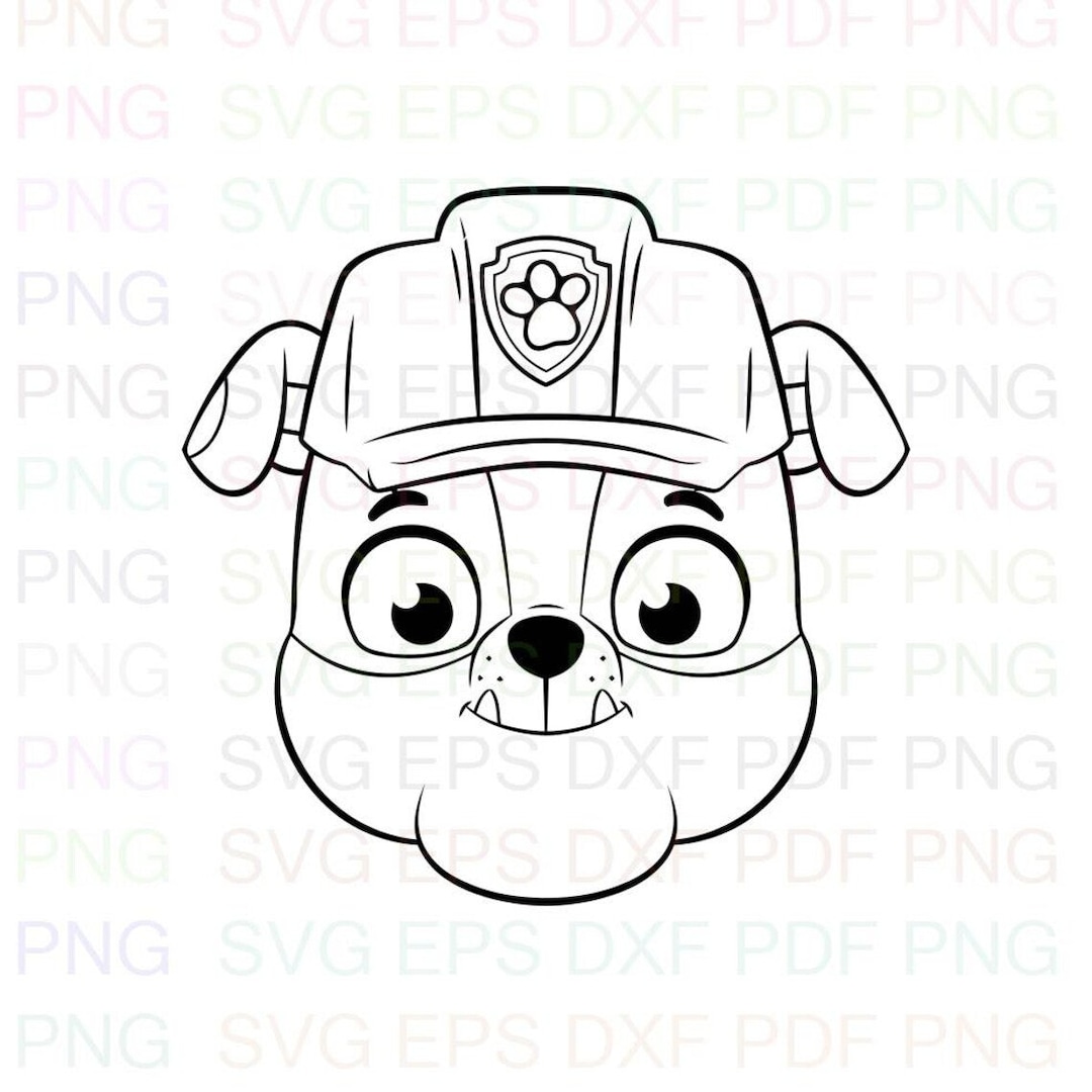 Rubble_face_paw_patrol Outline Svg Dxf Eps Pdf Png Cricut - Etsy