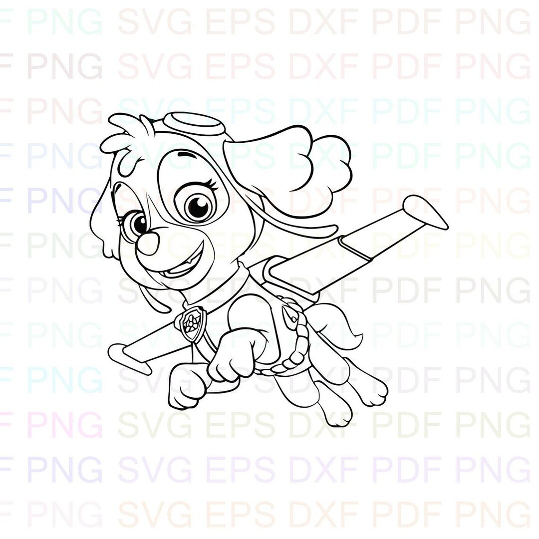 Skye_flaying_paw_patrol Outline Svg Dxf Eps Pdf Png Cricut - Etsy