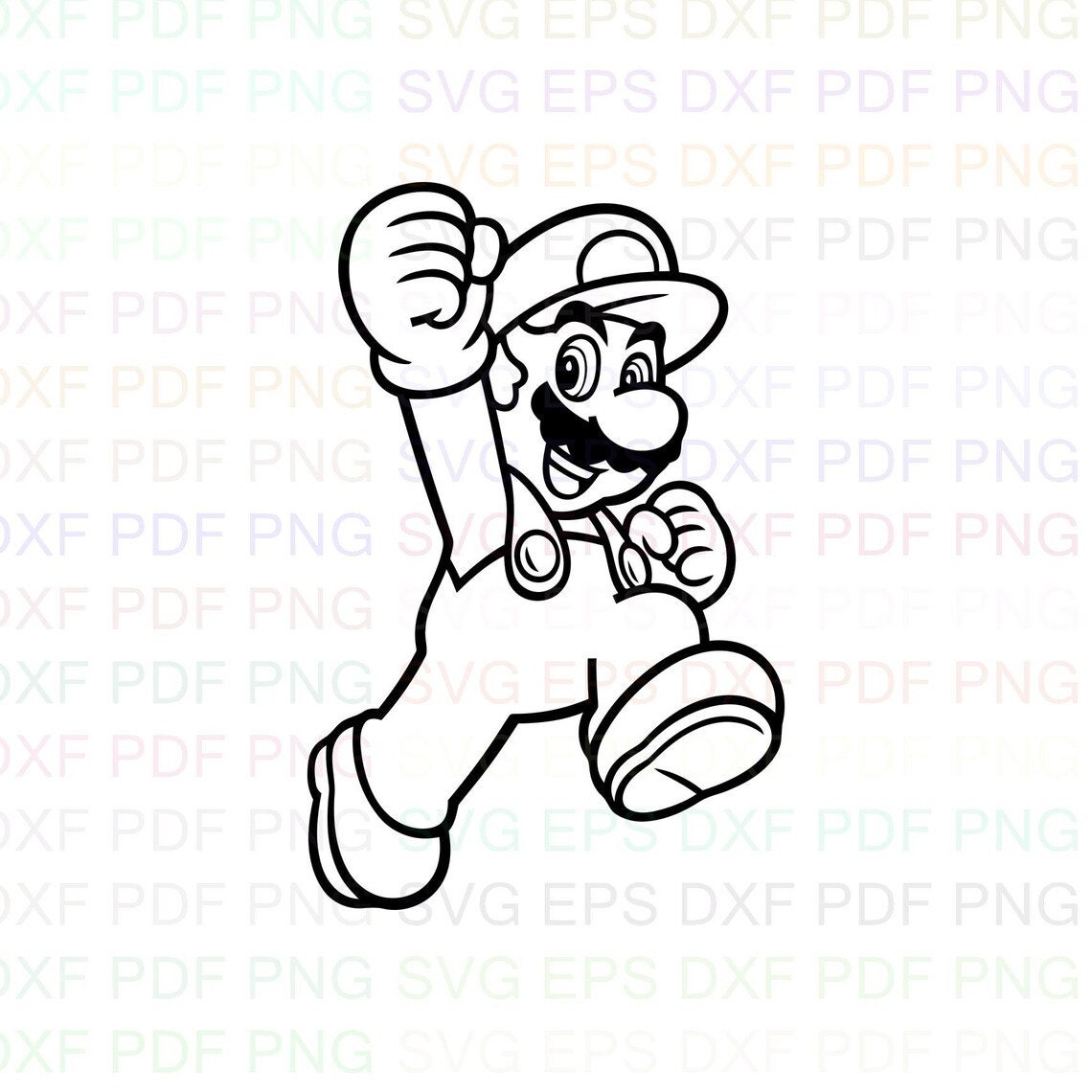 Super_mario_jumping Outline Svg Dxf Eps Pdf Png Cricut - Etsy