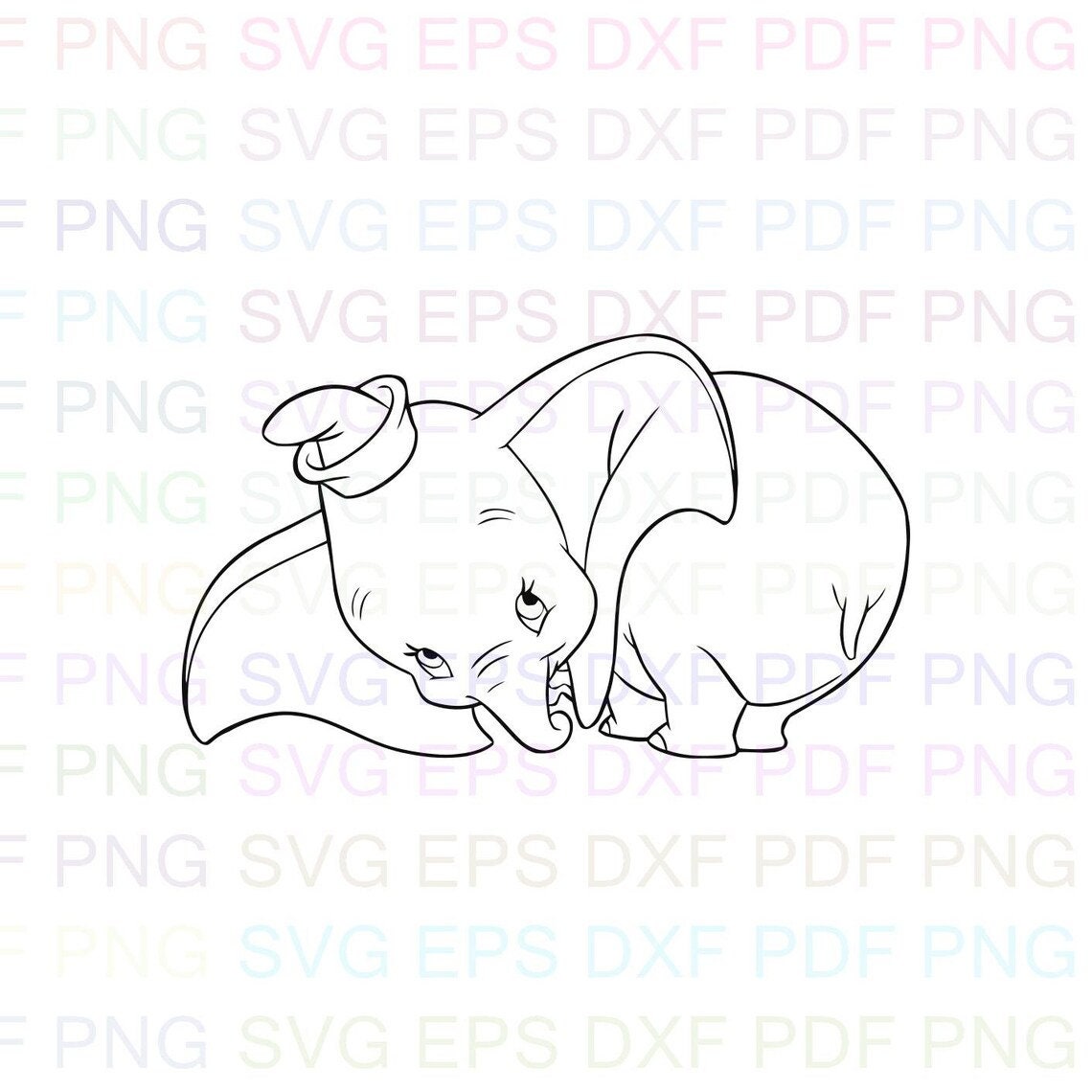 Dumbo_elephant_behind Outline Svg Dxf Eps Pdf Png Cricut - Etsy Canada
