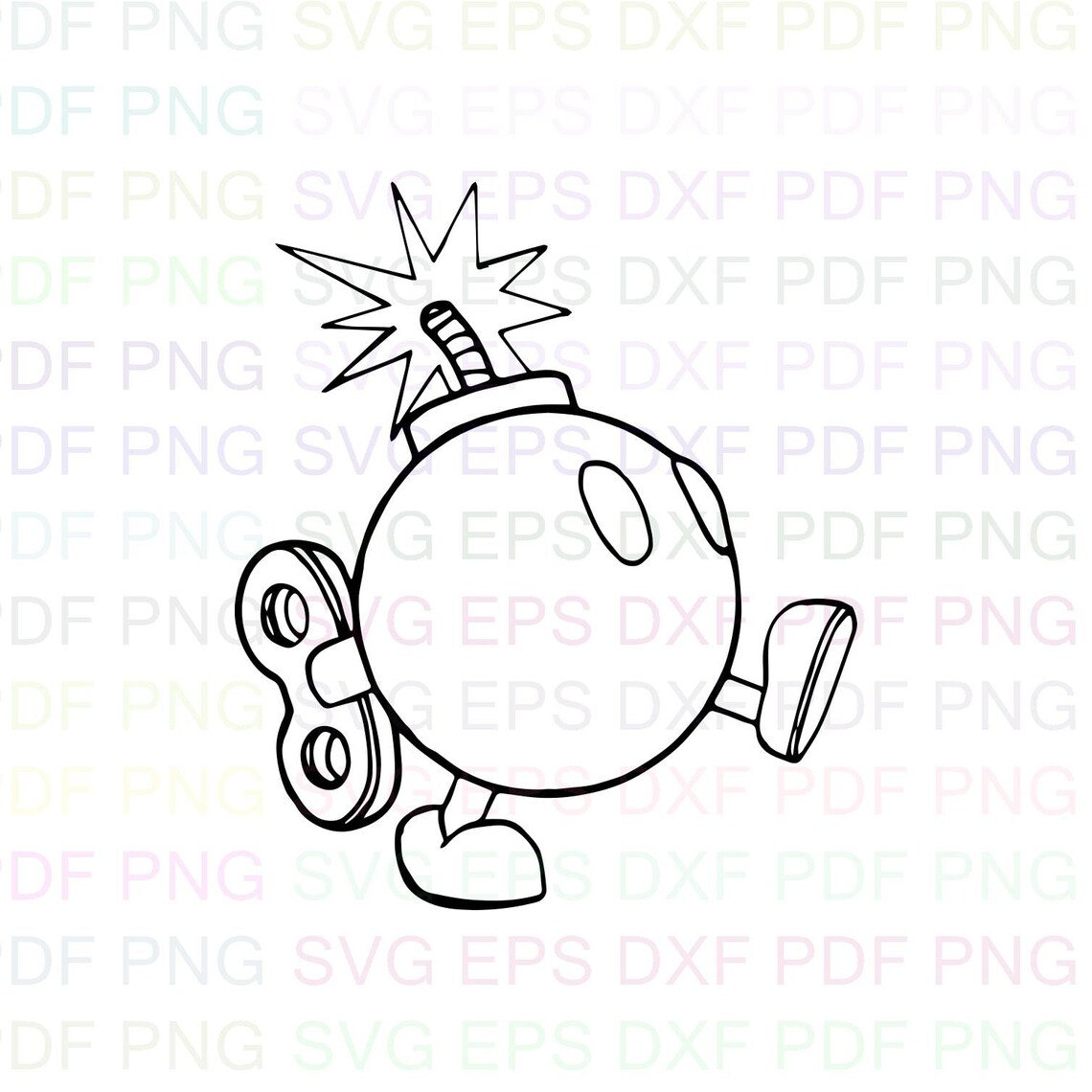 Super_mario_bomb_walking Outline Svg Dxf Eps Pdf Png Cricut - Etsy