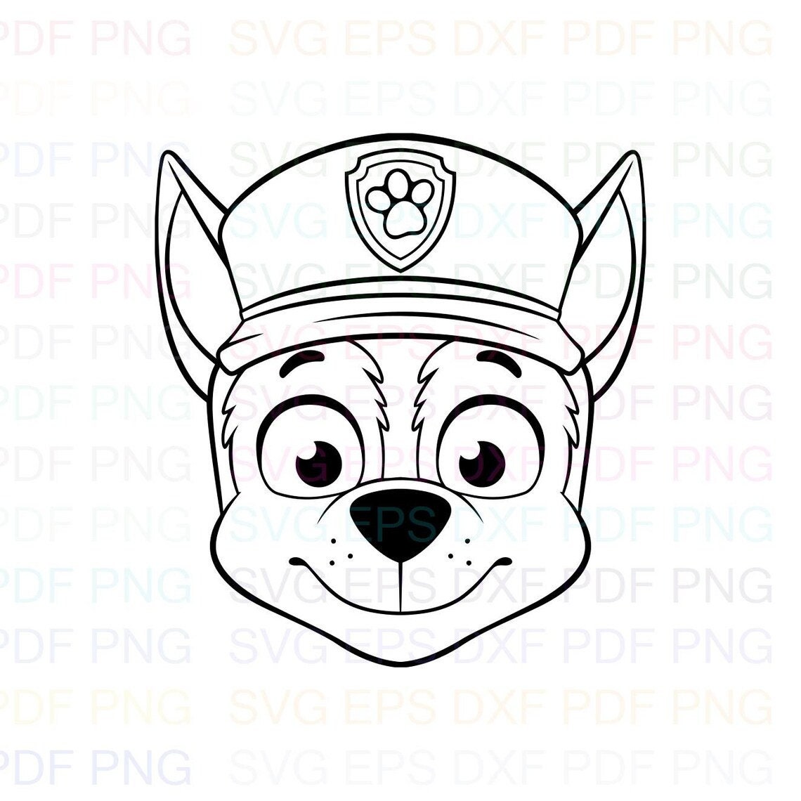 Chase_face_paw_patrol Outline Svg Dxf Eps Pdf Png Cricut - Etsy Australia