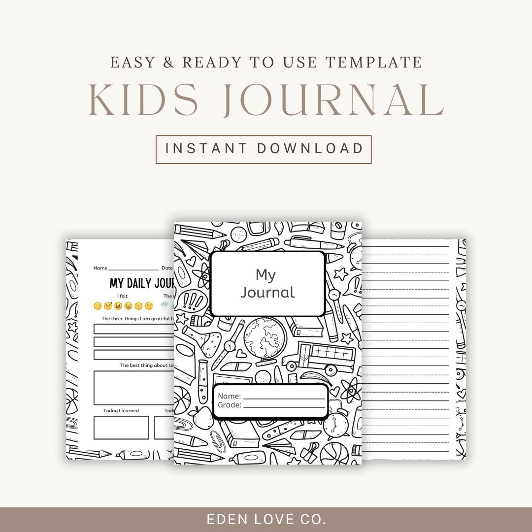 Kids Daily Journal, Digital Download, Printable PDF, Gratitude Journal ...