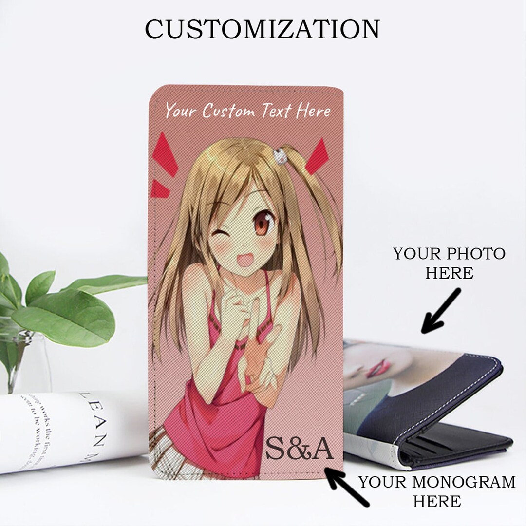 Anime Character Wallets. Cute, Happy Cartoon Girl Purse With ...