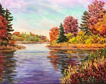 Fall Landscape Acrylic Painting - Etsy