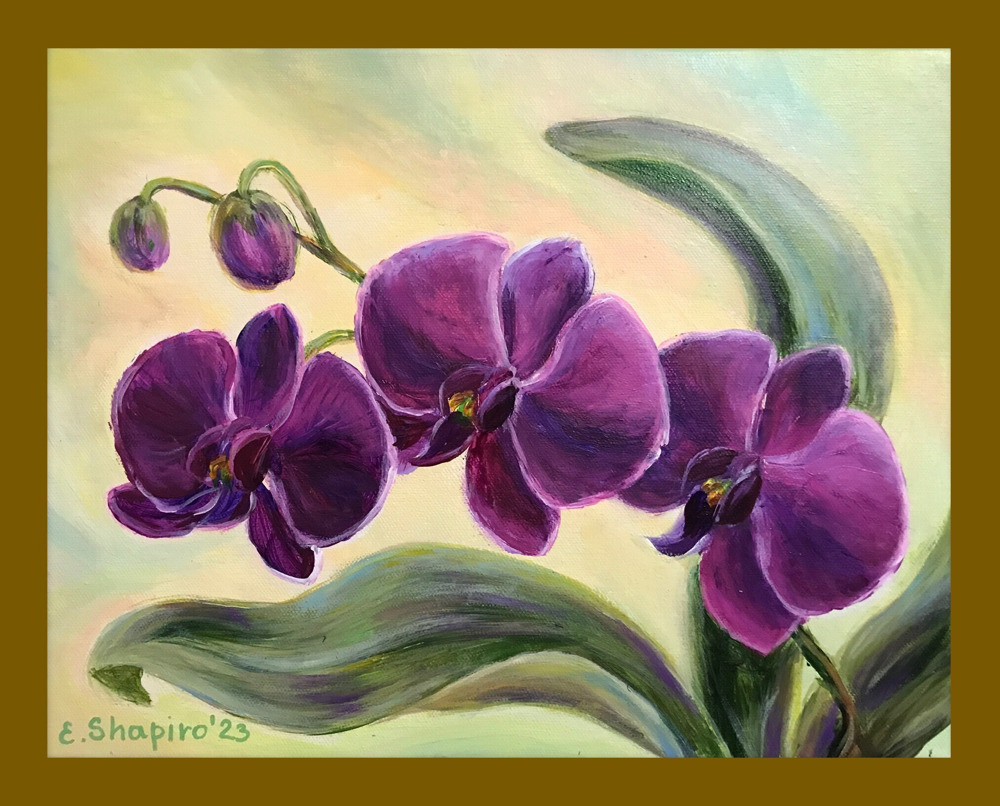 Purple Orchid Flower Painting 11x14 Original Acrylic Painting - Etsy