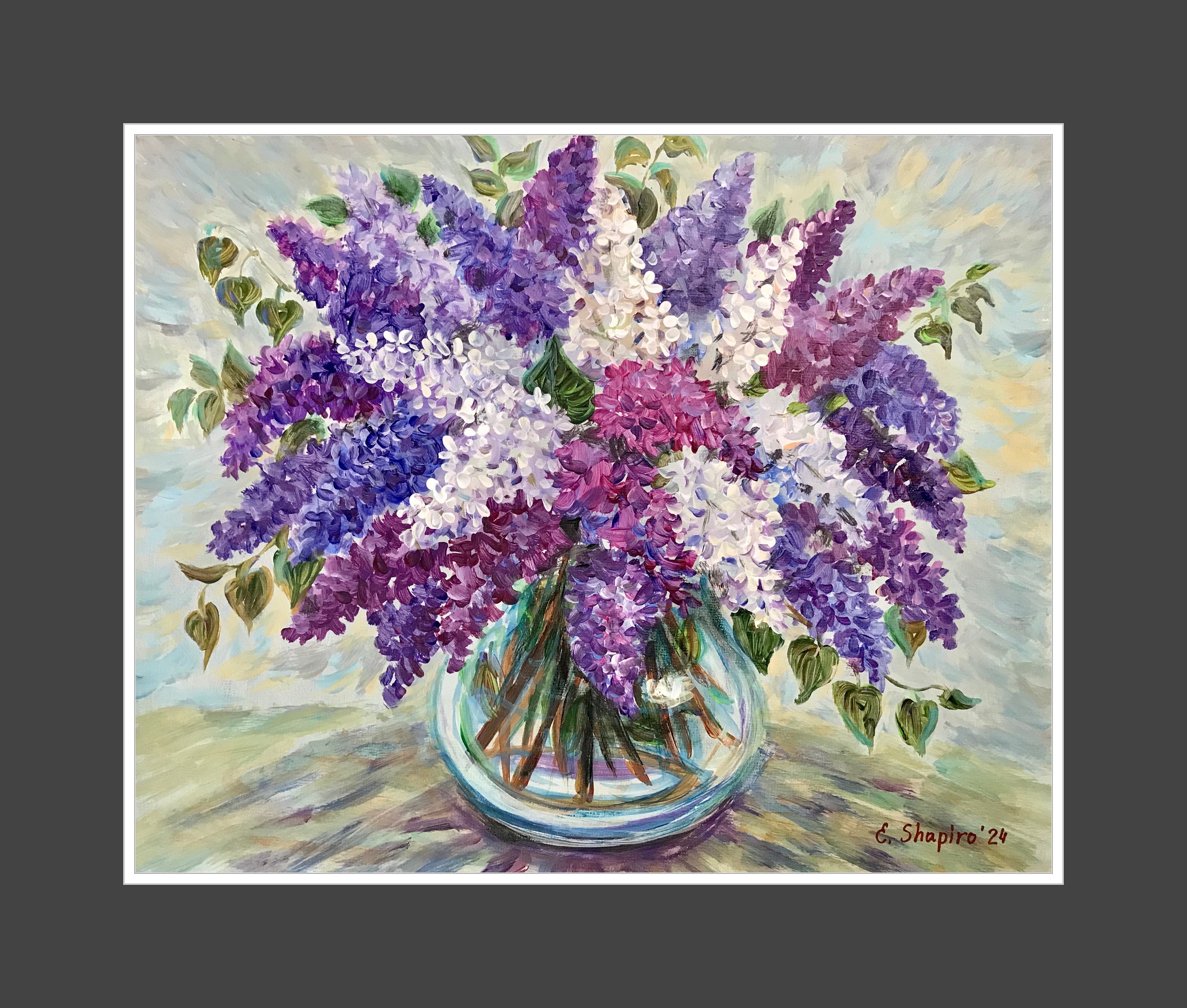 Original Acrylic Painting Lilac Flower Wall Art Flower Painting 11x14 ...