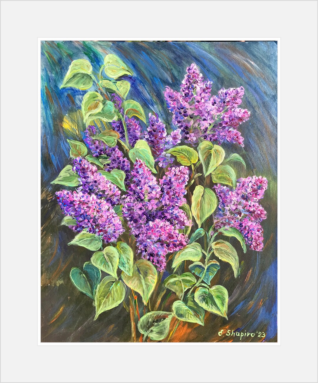 Original Acrylic Painting Lilac Flower Wall Art Flower Painting 11x14 ...