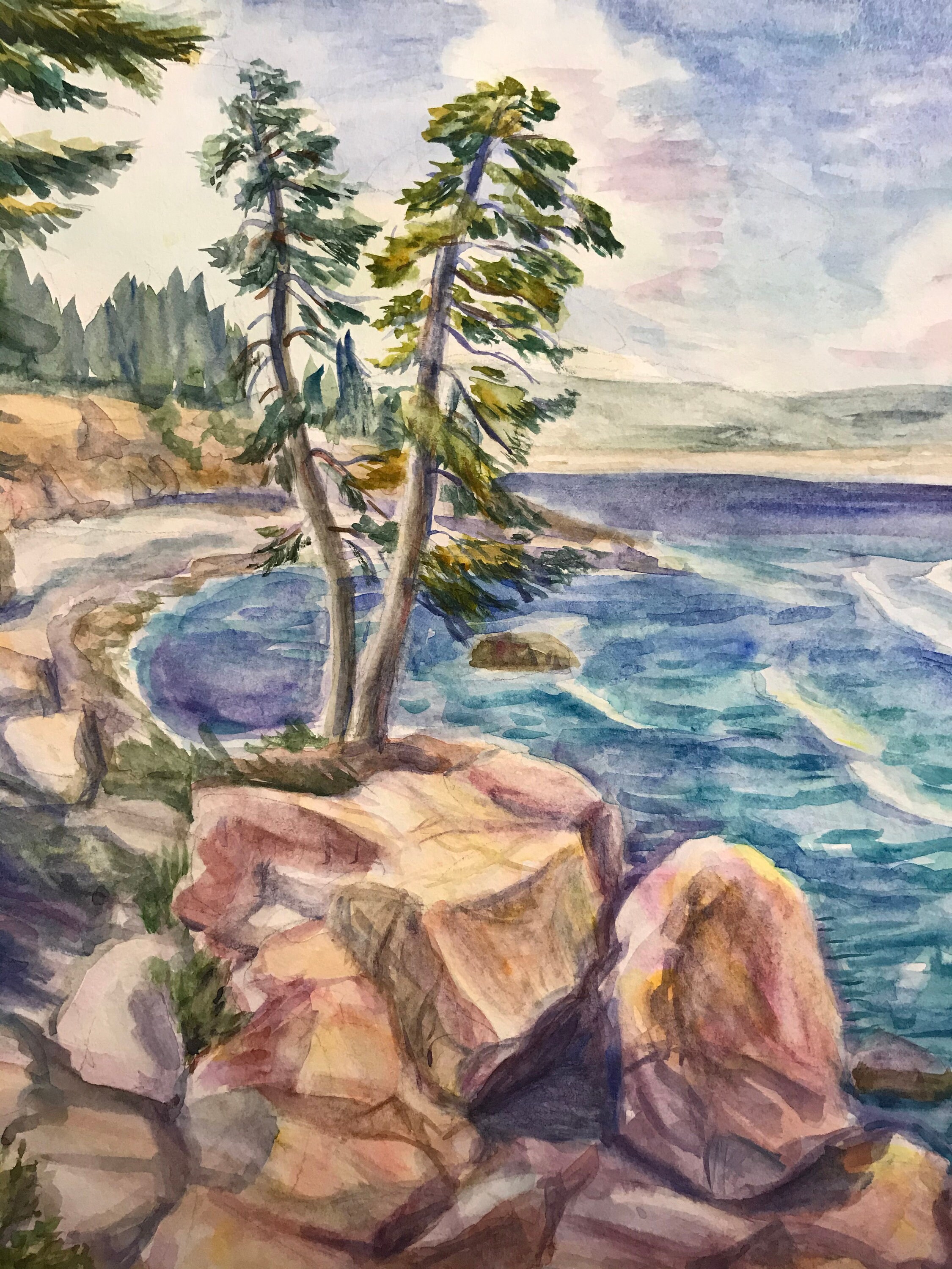 Acadia National Park Watercolor Painting Original 12x16 - Etsy