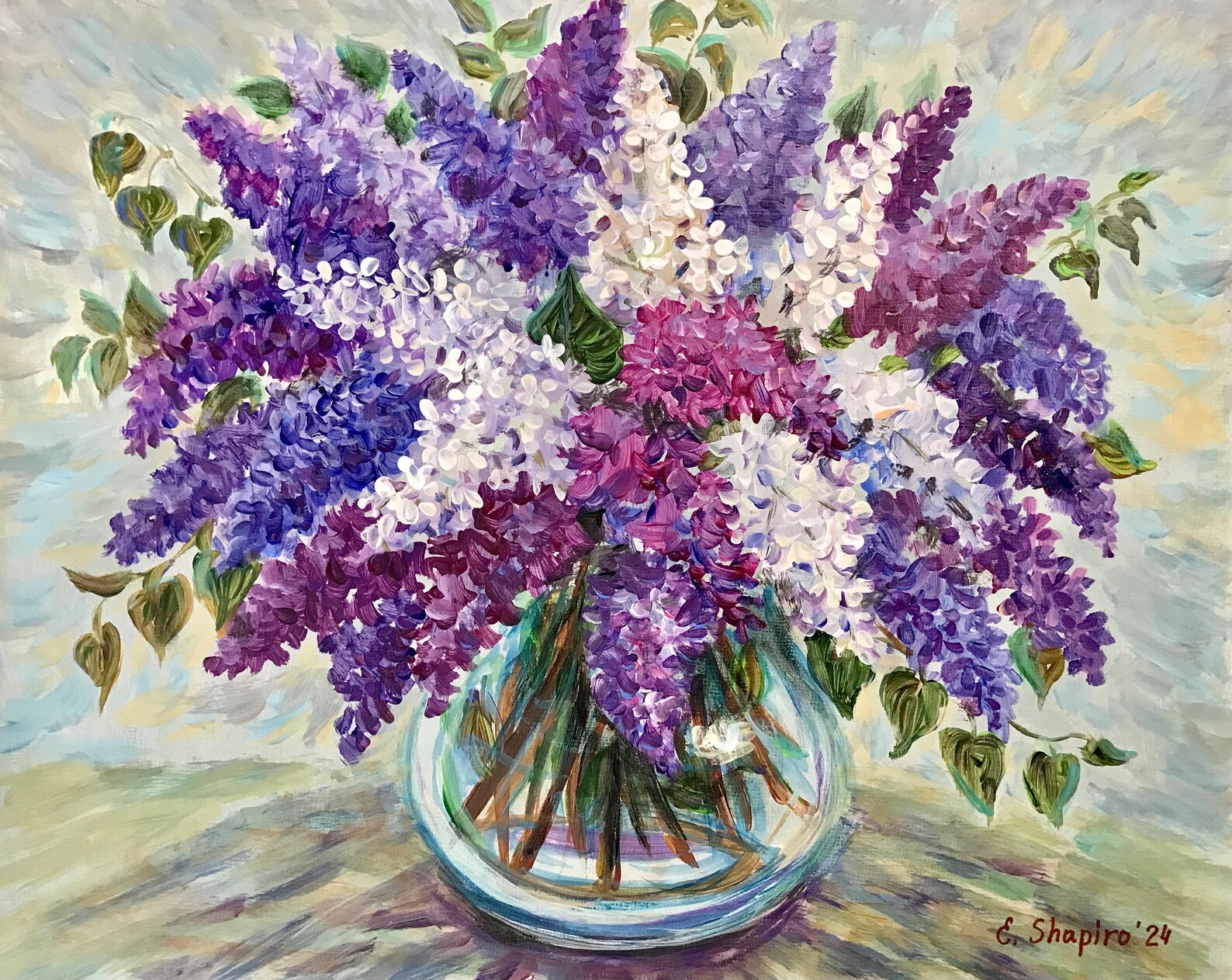 Original Acrylic Painting Lilac Flower Wall Art Flower Painting 11x14 ...