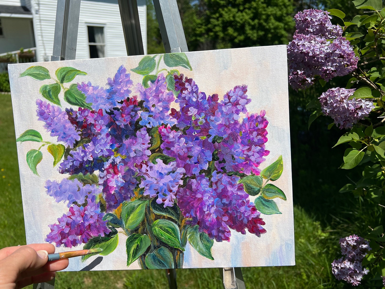 Original Acrylic Painting Lilac Flower Wall Art Flower Painting 11x14 ...