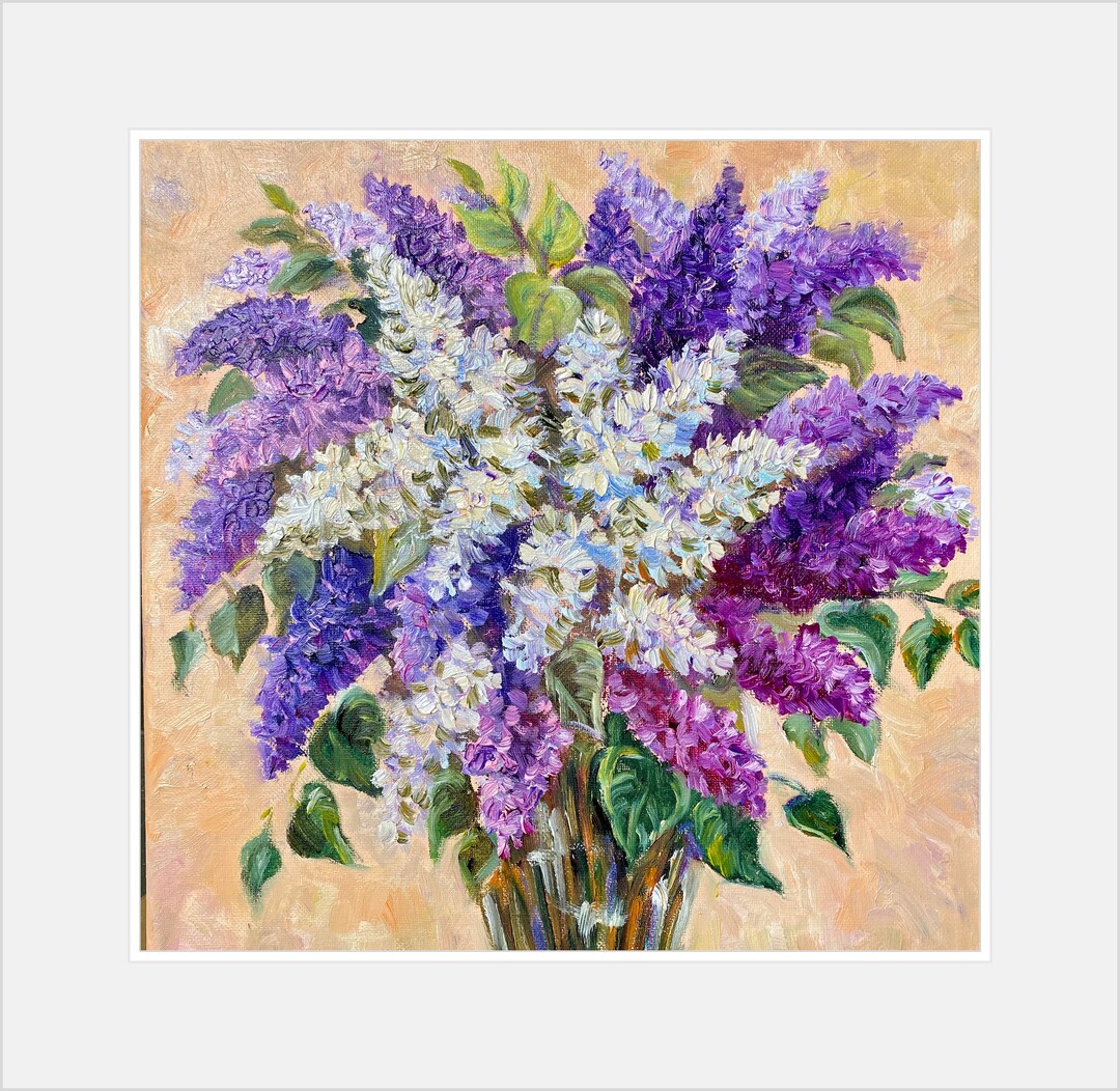 Original Oil Painting Lilac Flower Wall Art Flower Painting 12x12 ...