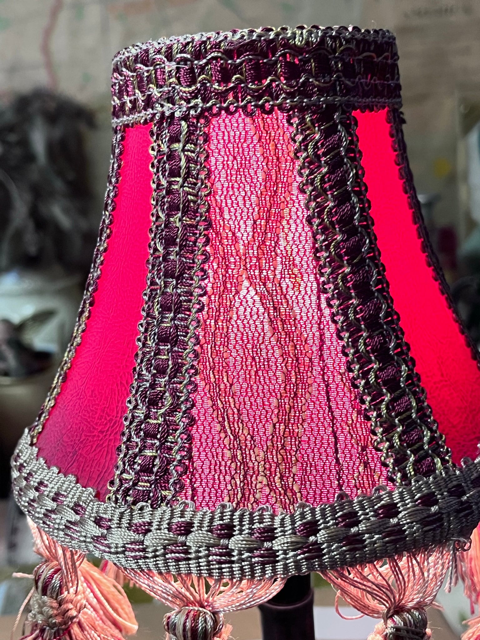 Lamp Shades Pair Vintage Leather and Braid With Tassels Lamp Shades - Etsy