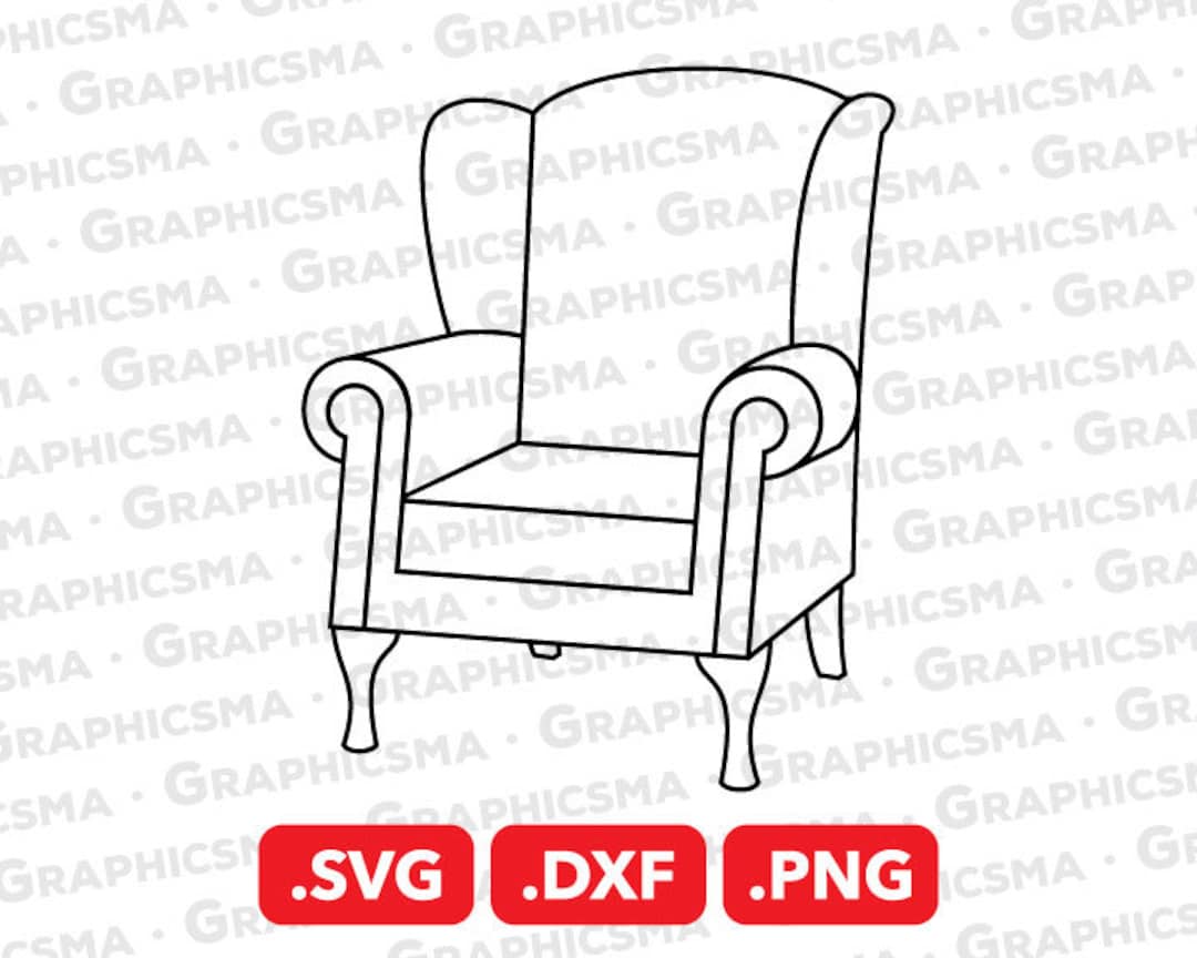 Wing Chair SVG File, Wing Chair DXF, Wing Chair Png, Wing Chair, Sofa ...