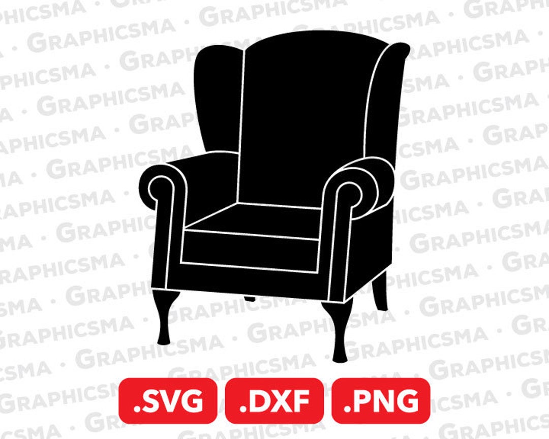 Wing Chair SVG File, Wing Chair DXF, Wing Chair Png, Wing Chair, Sofa ...