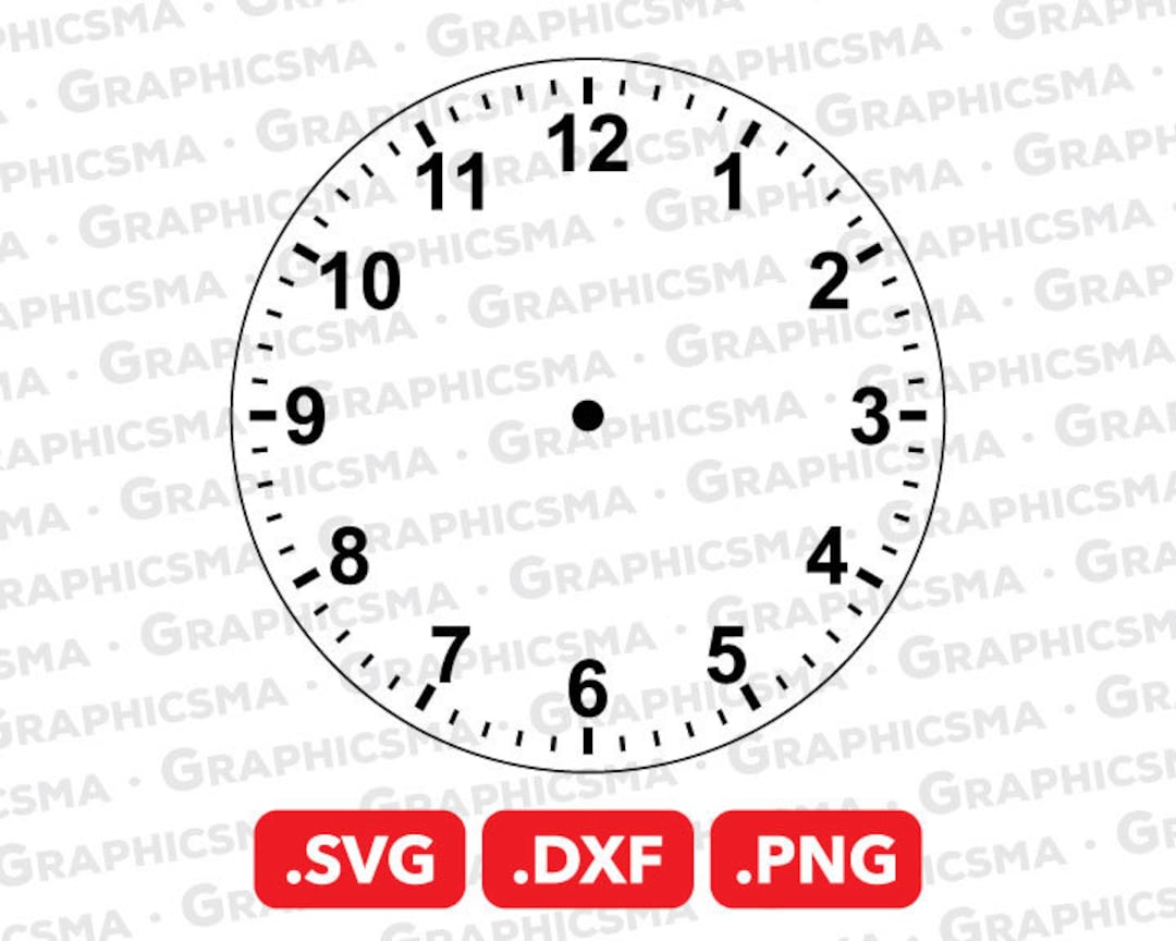 Clock SVG File, Clock DXF, Clock Png, Wall Clock Svg, Svg Watch Plain ...