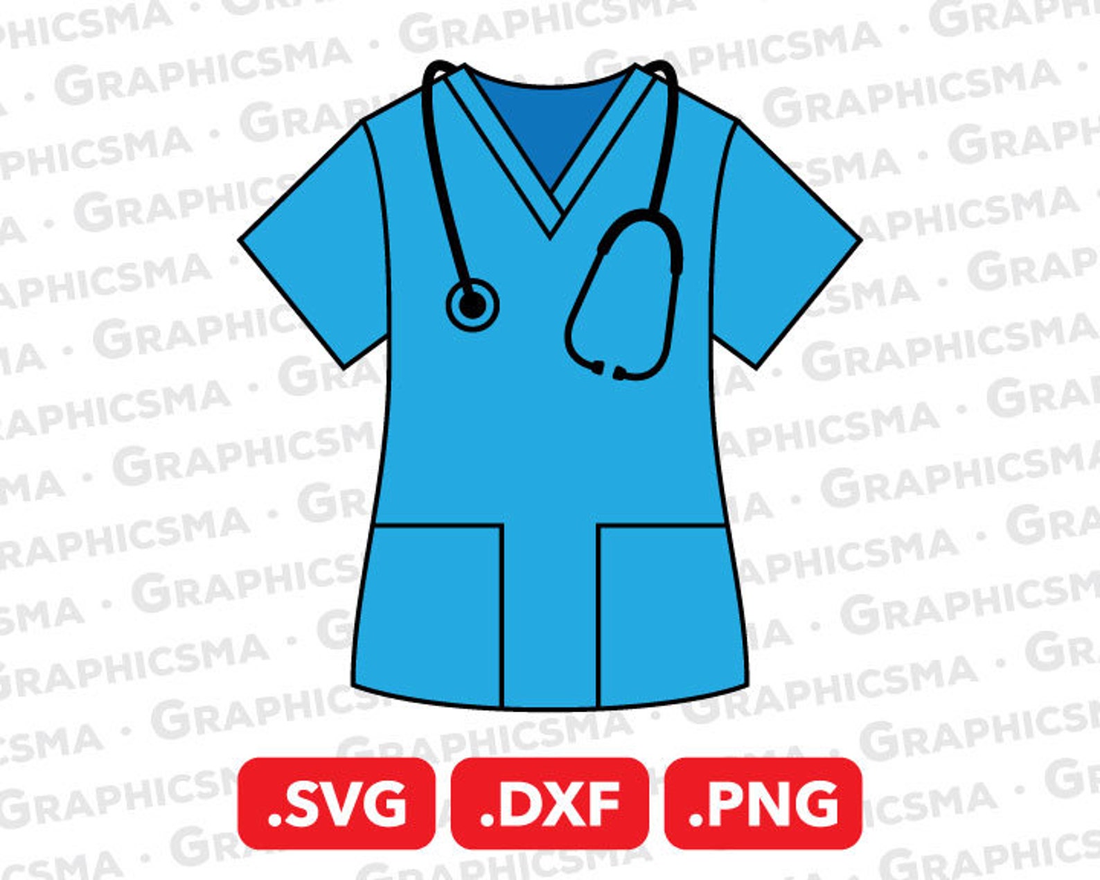 Scrub Shirt SVG File, Scrub DXF, Stethoscope Nurse Png, Scrubs Svg ...