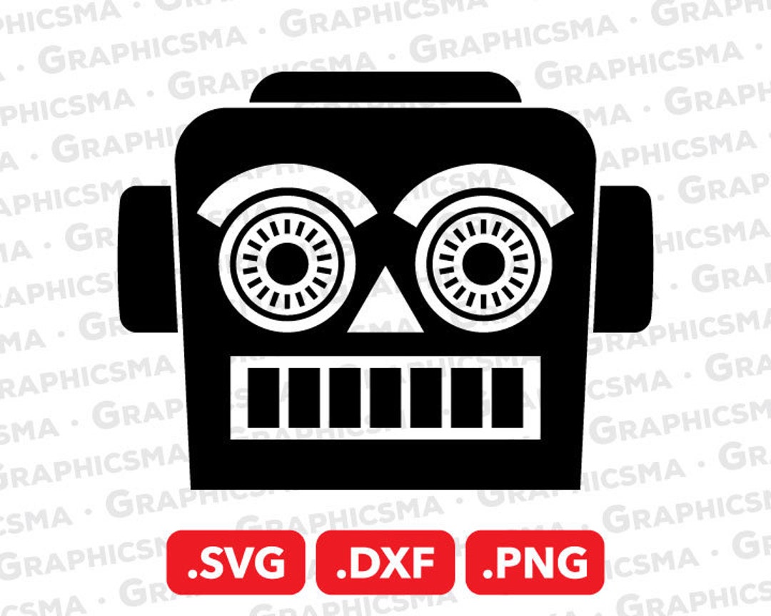 Robot SVG File, Robot DXF, Robot Png, Robot Head Svg, Classic Robot Svg ...