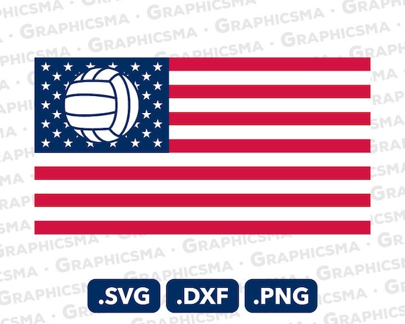 USA Flag Volleyball SVG File Usa Flag Volleyball DXF United - Etsy