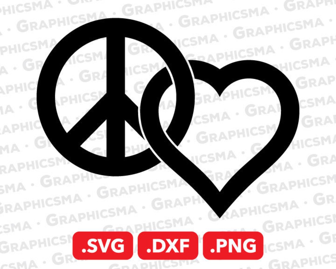 Peace Love SVG File, Peace Love DXF, Peace Love Png, Love Peace Svg ...