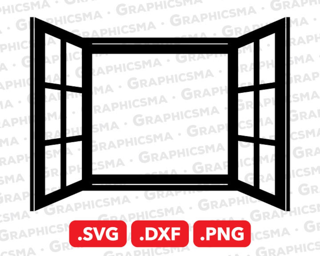 Opened Window SVG File, Opened Window DXF, Opened Window Png, Open ...