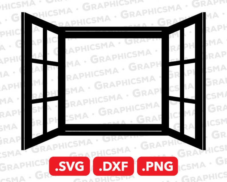 Opened Window SVG File, Opened Window DXF, Opened Window Png, Open ...