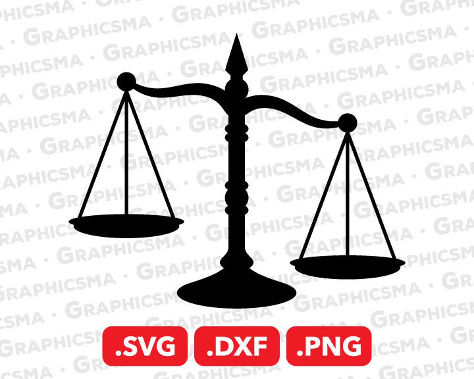 Scales of Justice SVG File, Tilted Scales of Justice DXF, Tilted Scales ...