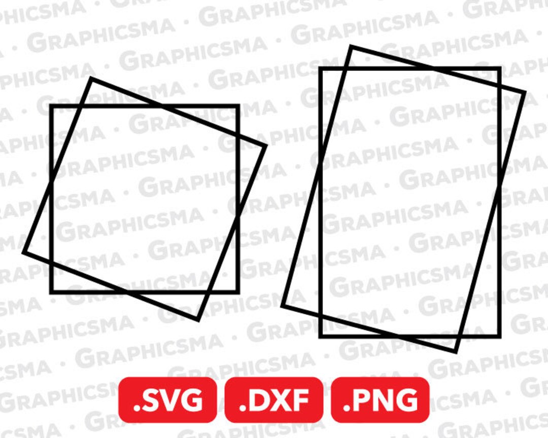 Double Square Frame SVG File, Rectangle Frame DXF, Square Frame Png ...
