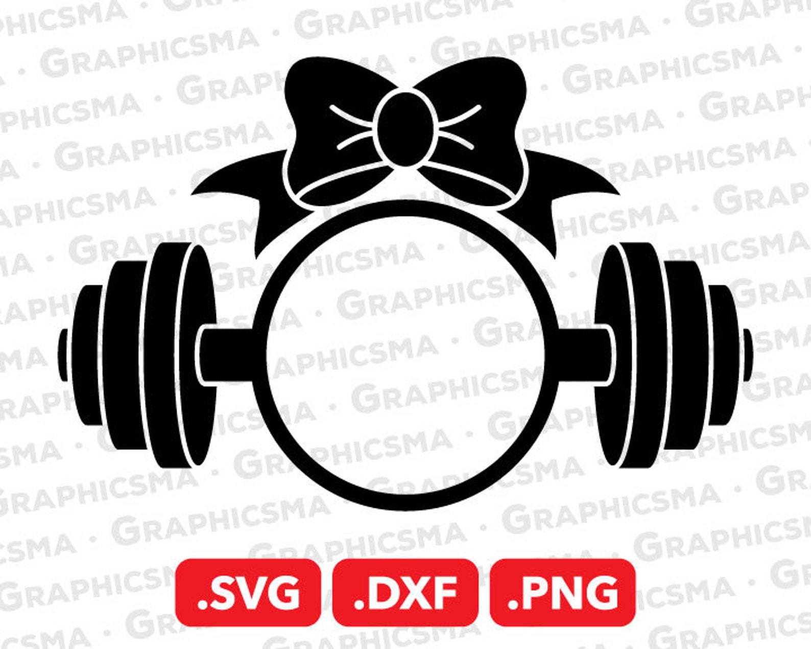 Dumbbell Ribbon SVG File Dumbbell Monogram DXF Dumbbell | Etsy