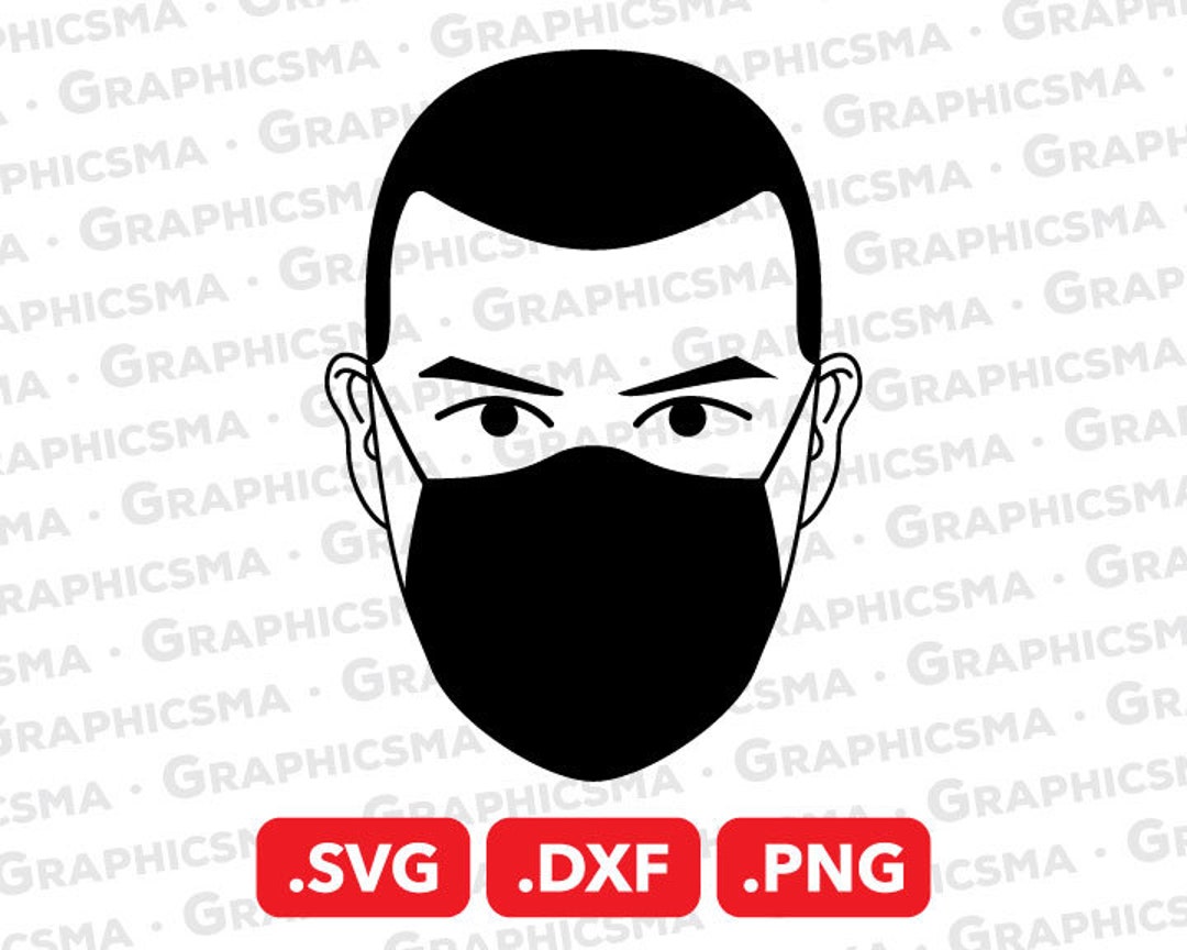 Face Mask Man SVG File, Face Mask Man DXF, Face Mask Man Png, Facemask ...