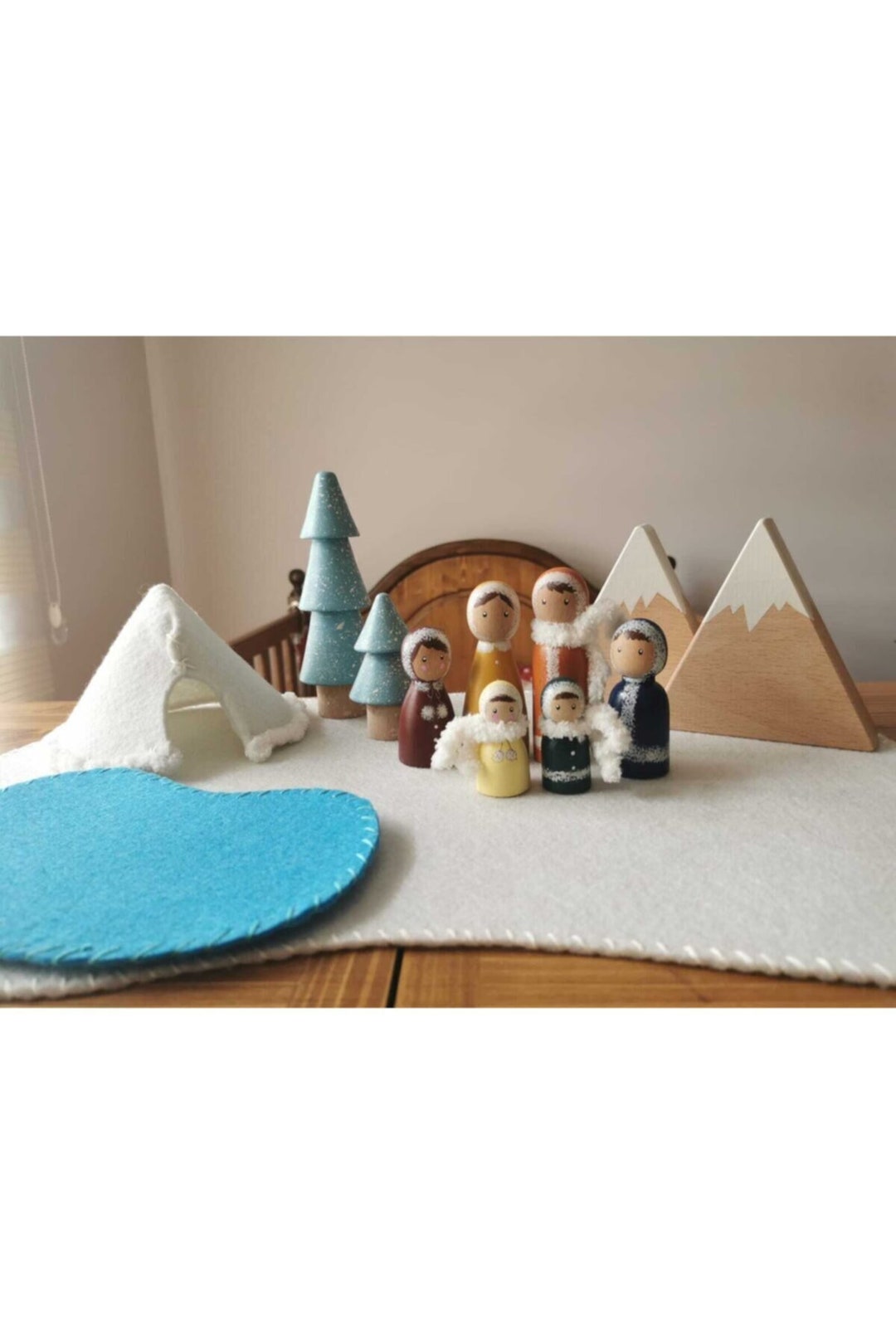 Eskimo Glaciers Play Set Nesting Toy Waldorf Wooden Organic - Etsy