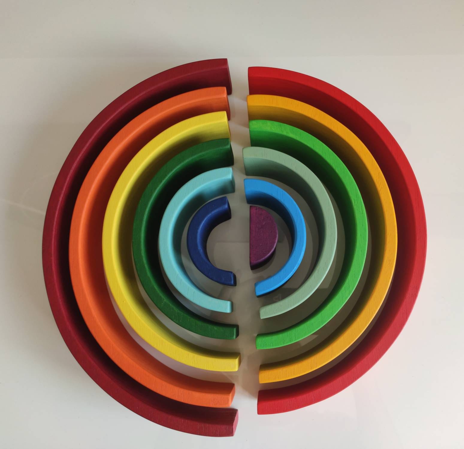 12pcs Wooden Rainbow Stacker Toy, Sunset Colors, Waldorf Rainbow ...