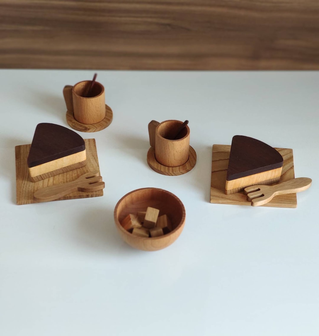 Wooden Kitchen Set, Wooden Toy Kit, Pretend Play Kitchen Plates Toys ...