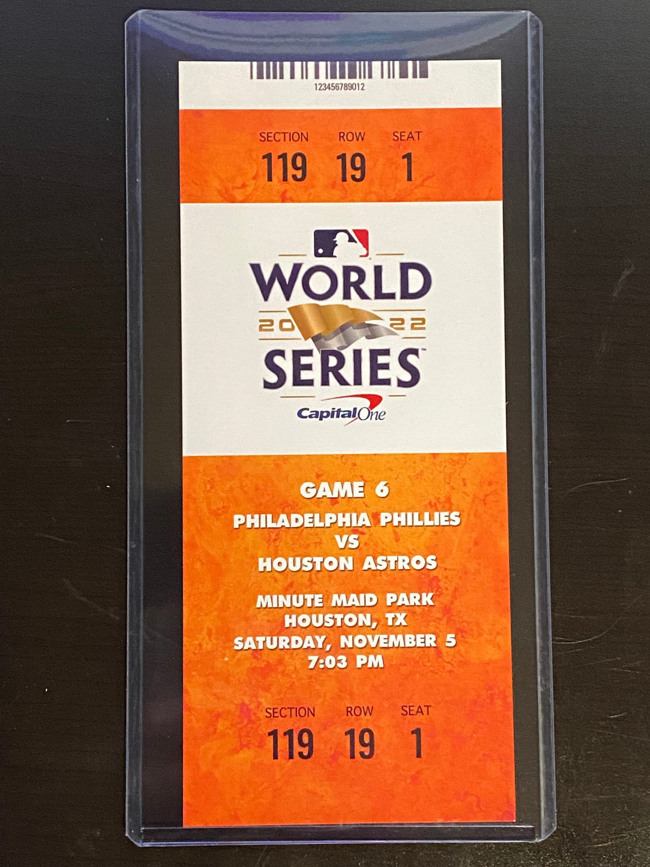 2022 MLB World Series 11/5 Ticket Stub Phillies @ Houston Astros GAME 6 ...
