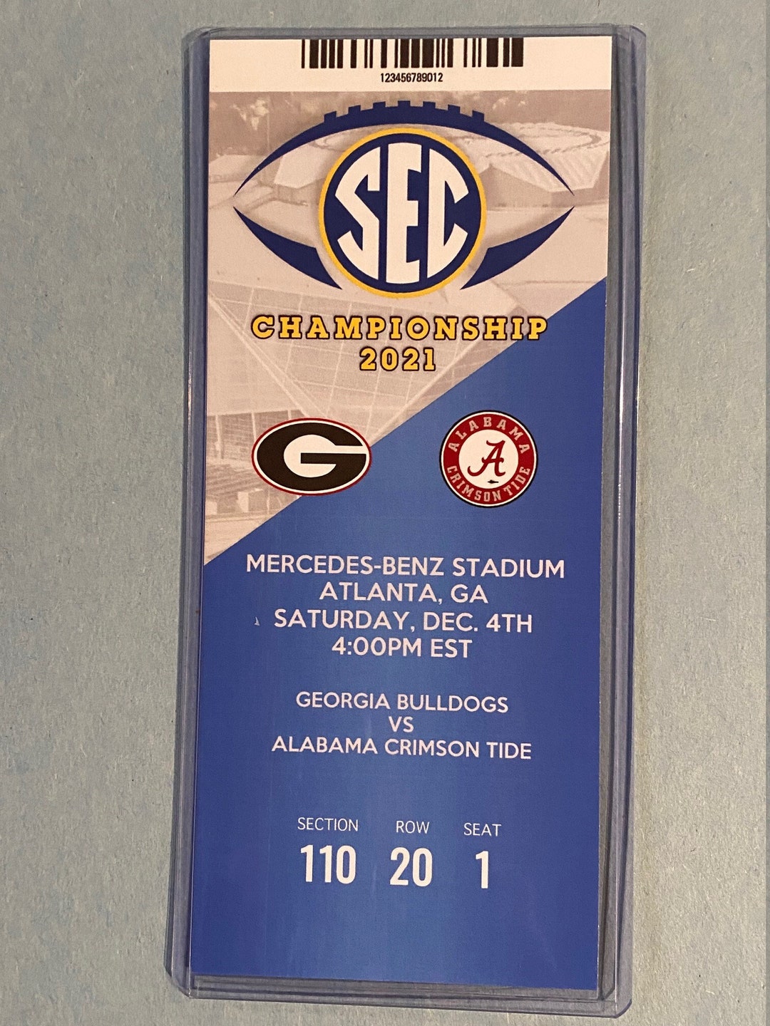 2021 SEC Championship Commemorative 12/4/21 Ticket Stub - GEORGIA Vs ...