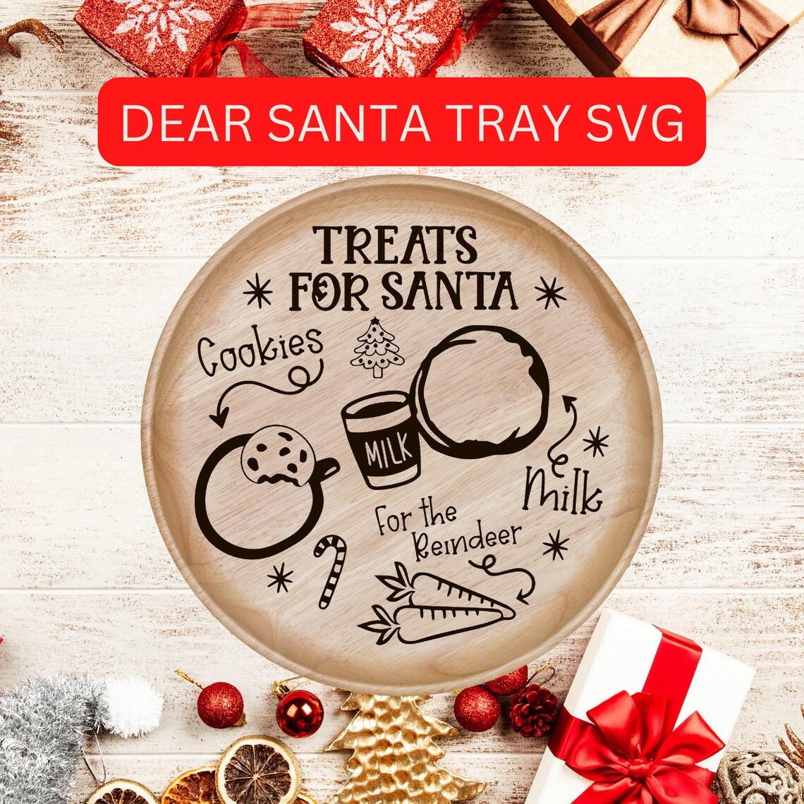 Dear Santa Tray SVG Bundle Christmas SVG Santa Tray SVG Santa Plate Svg ...