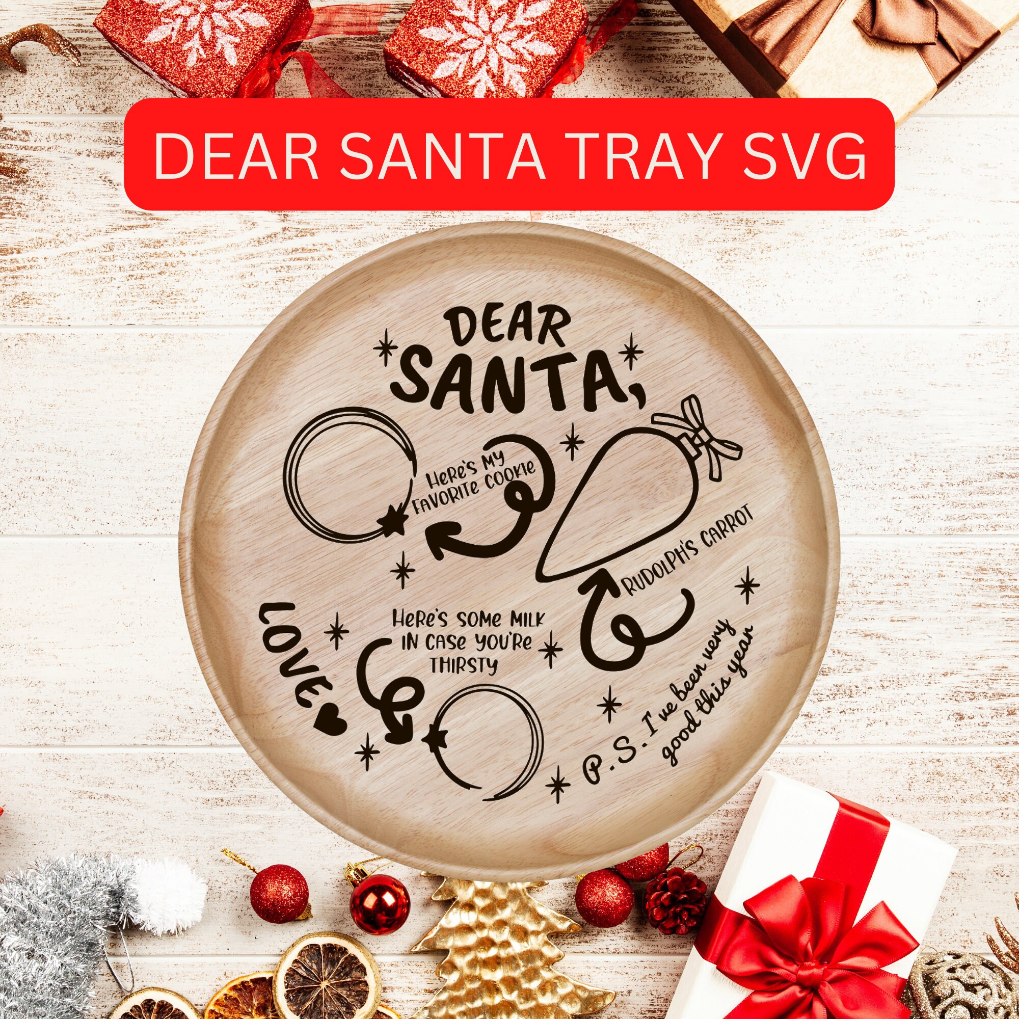 Dear Santa Tray SVG Bundle Christmas SVG Santa Tray SVG Santa Plate Svg ...