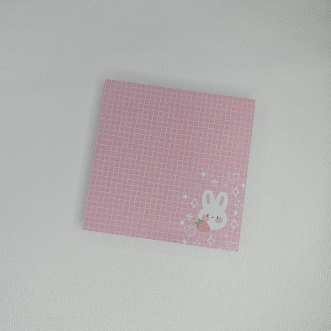 Strawberry Bunny Grid Sticky Note Pad - Etsy