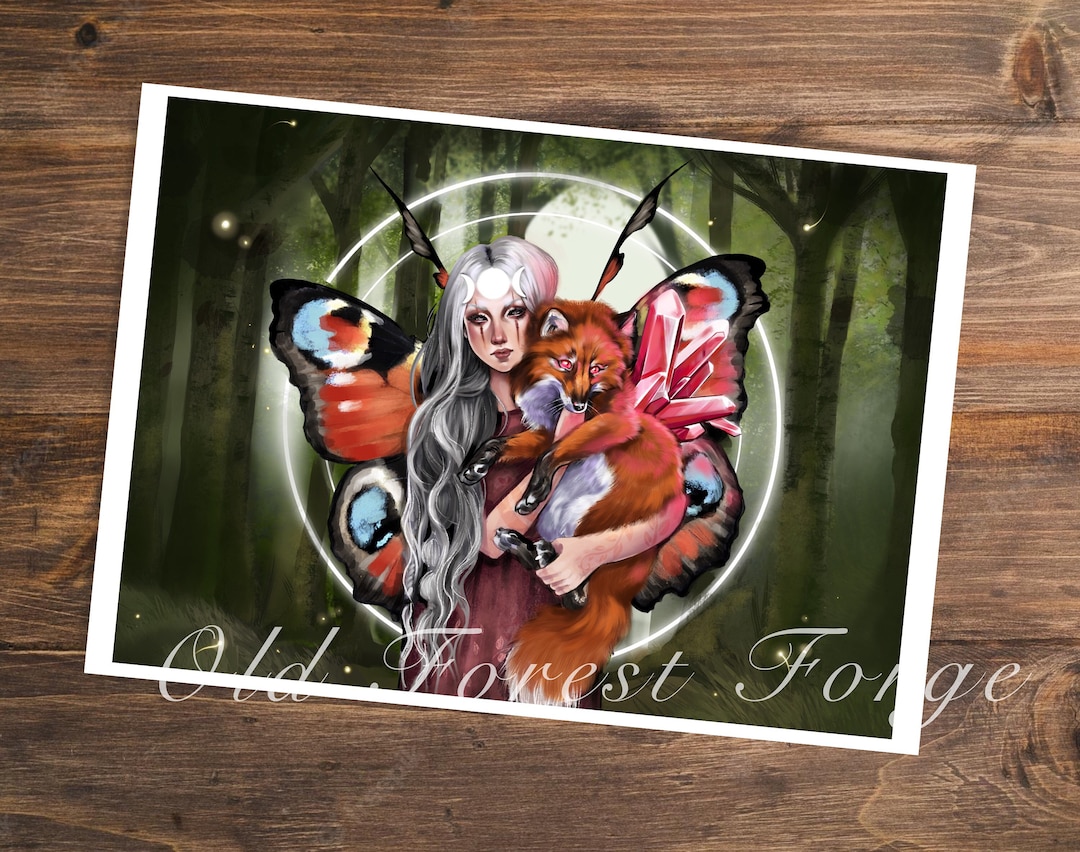 Fox Fairy and Peacock Butterfly Fairy Art Print - Etsy