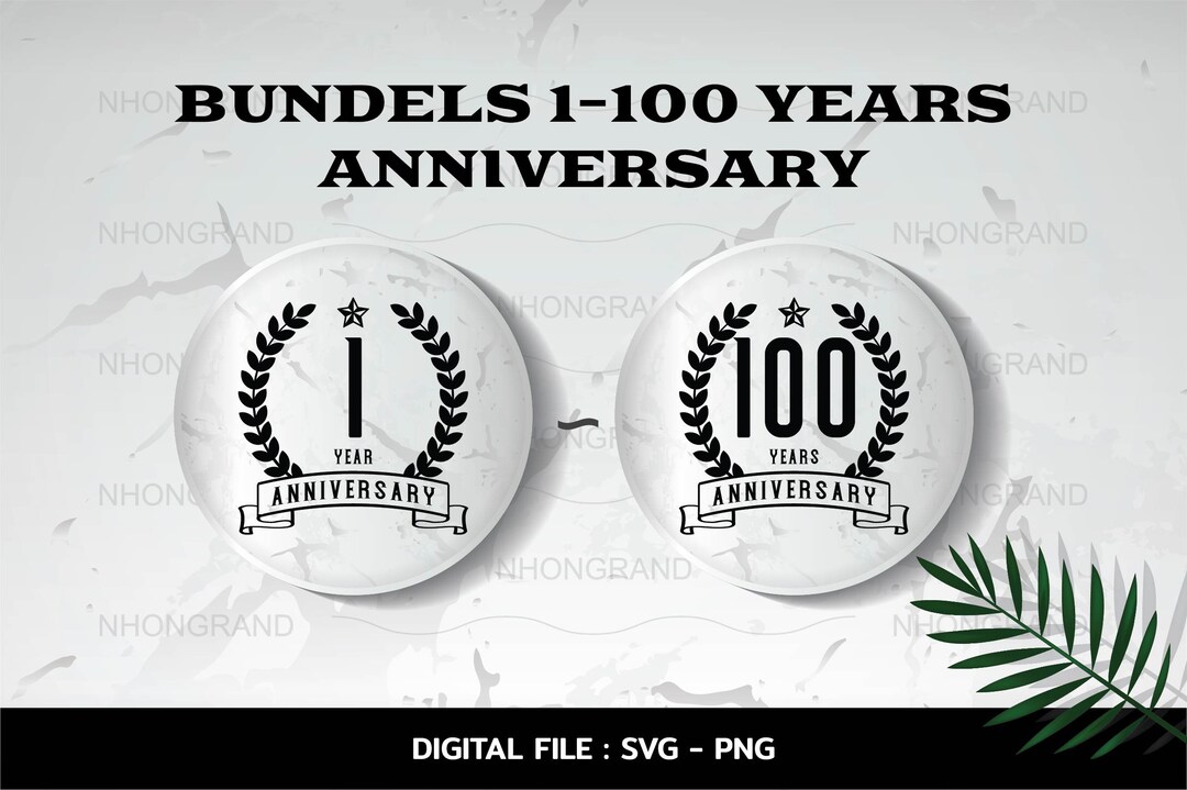 Bundles 1-100years Anniversary Celebration Monogram Svg, T-shirt ...