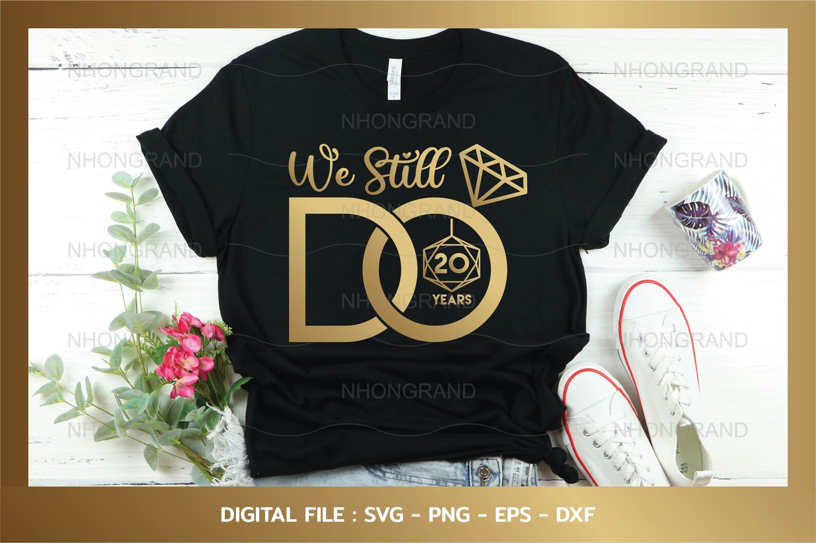 We Still Do 20years Anniversary With Diamond Ring Golden Style, Lover ...